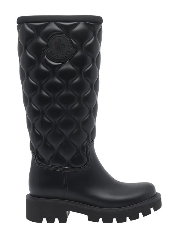 Moncler Kickstream Quilted Knee-high Rubber Boots - Black