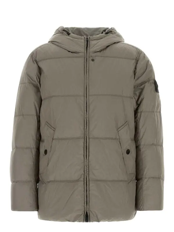 Stone Island Grey Nylon Down Jacket - Gray