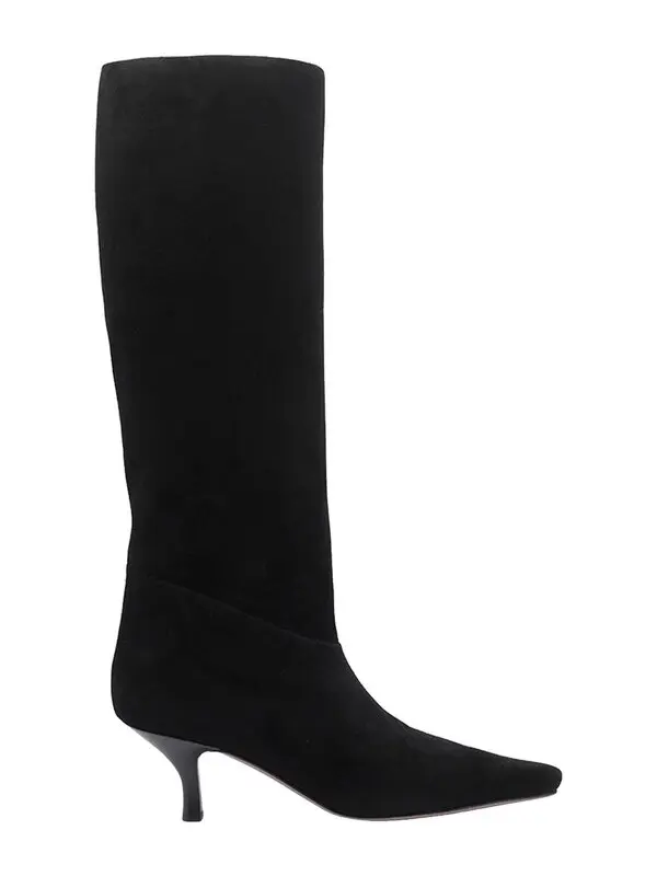 Paris Texas Knee-high Suede Stiletto Heel Boots - Black