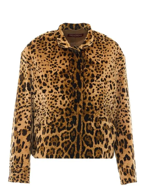 Max Mara Mstedro Printed Smooth Velvet Boxy Jacket - Cream