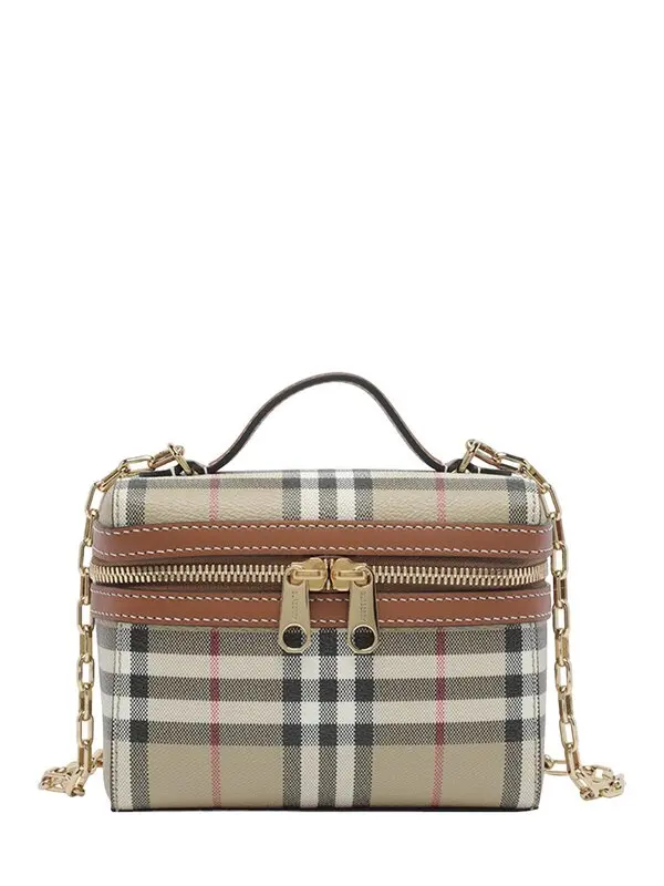 Burberry Vanity Mini Check Bag - Cream