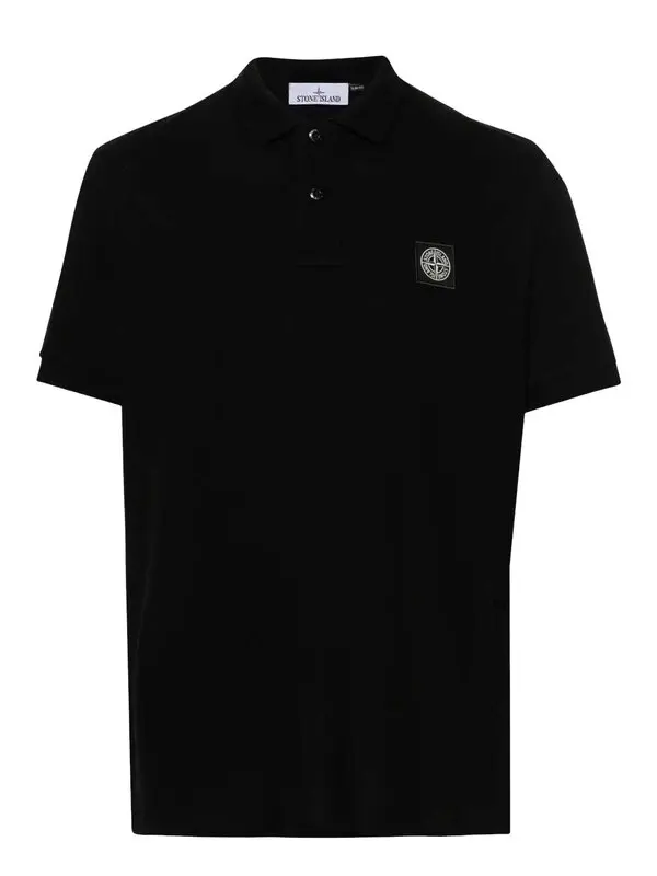 Stone Island Logo-patch Polo Shirt - Black