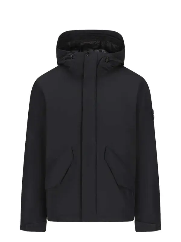 Stone Island Logo-patch Hooded Sweatshirt - Black