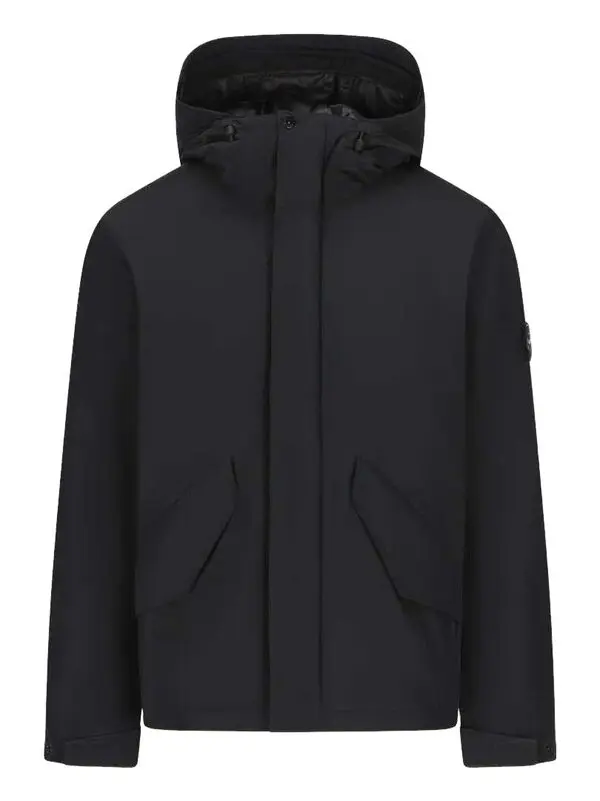 Stone Island Logo-patch Hooded Sweatshirt - Black