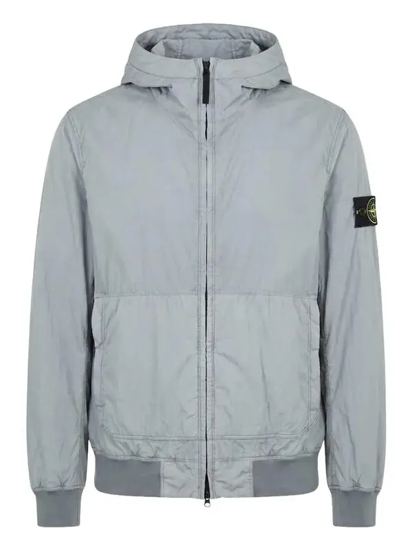 Stone Island Logo Patch Hooded Jacket - Gray
