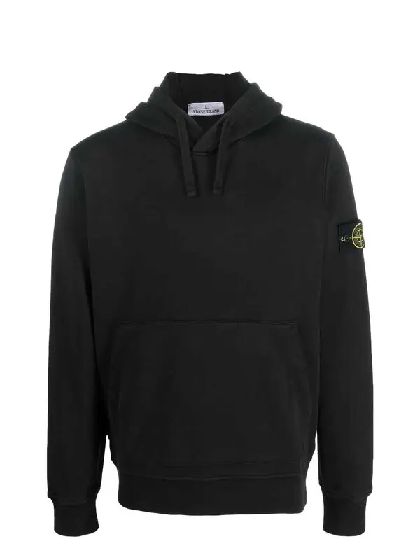 Stone Island Logo Patch Hoodie - Black