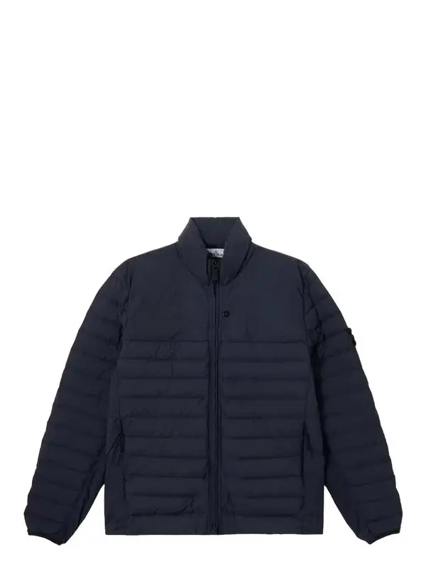 Stone Island Quilted Jacket With Logo Patch - Blue