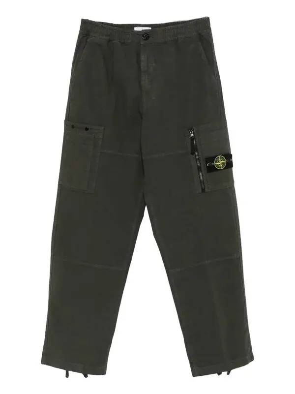 Stone Island Cargo Pants With Logo Patch - Gray