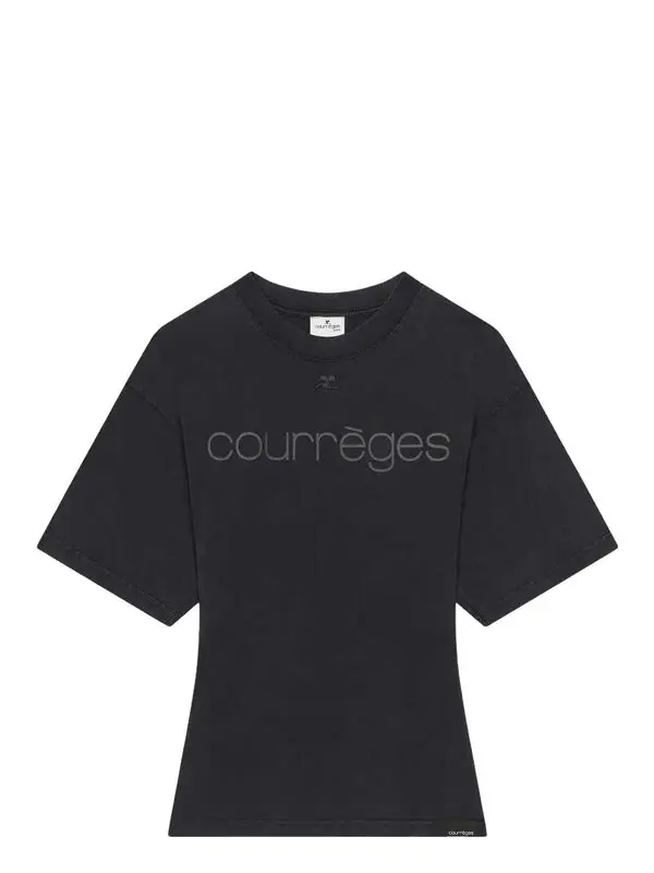 COURREGES Printed Logo T-shirt - Black