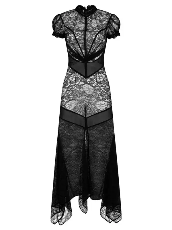 Attico Lace Midi Dress - Black