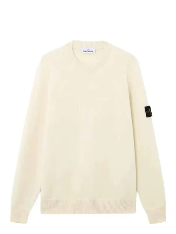 Stone Island Striped Logo Sweater - White