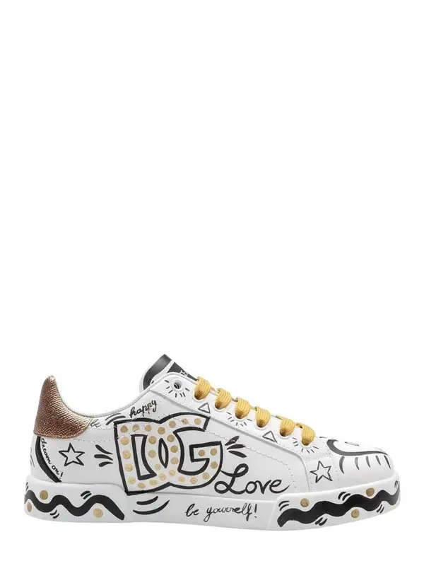Dolce & Gabbana Portofino Low-top Sneakers With Graphic Details - Multicolor