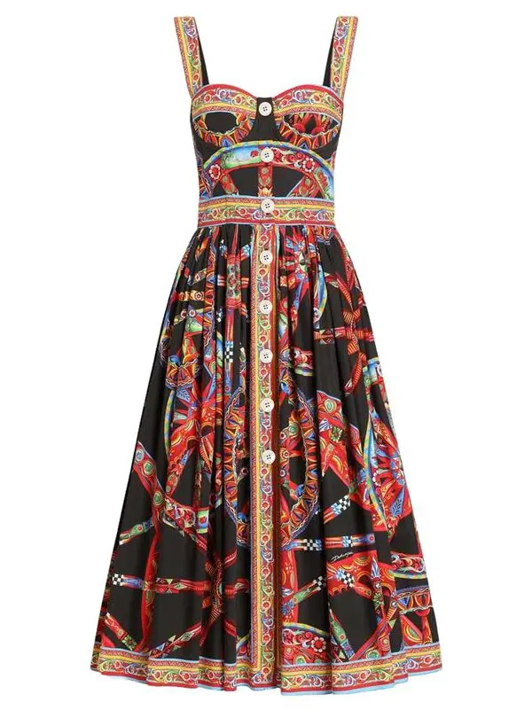 Dolce & Gabbana Carretto-print Poplin Maxi Dress - Multicolor