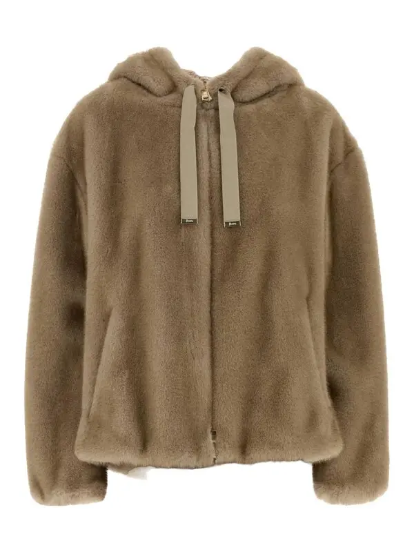 Herno Eco Fur Hoodie - Brown