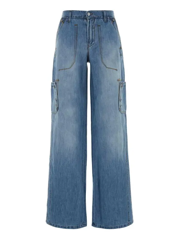 ERMANO SCERVINO Cargo Denim Jeans - Blue