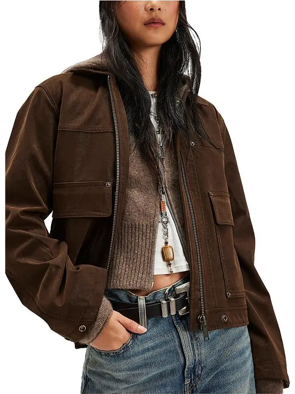 Free People Blair Faux Suede Sierra Jacket - Chocolate