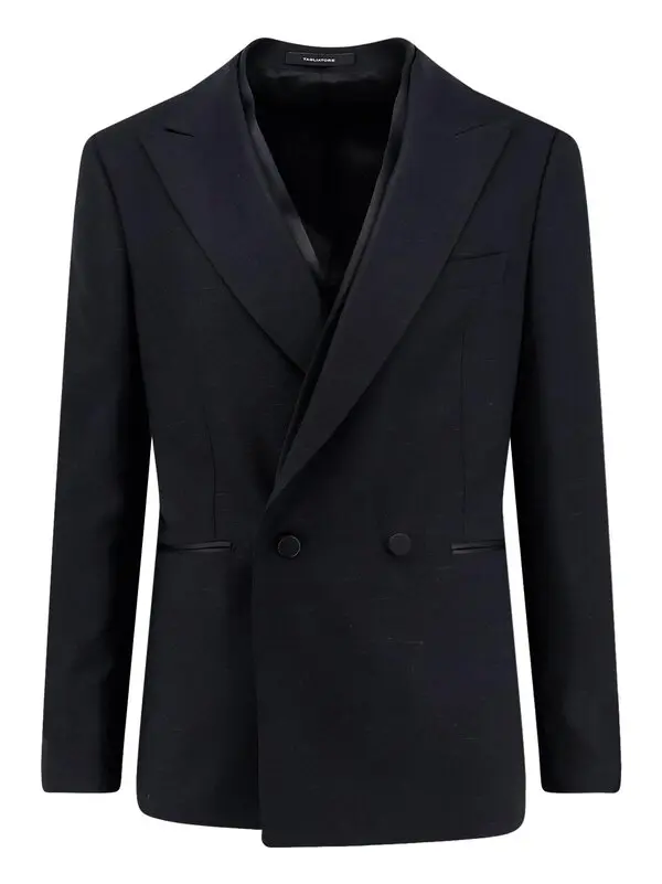Tagliatore Stretch Viscose And Silk Blazer - Black