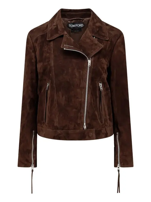 TOM FORD Suede Biker Jacket - Brown