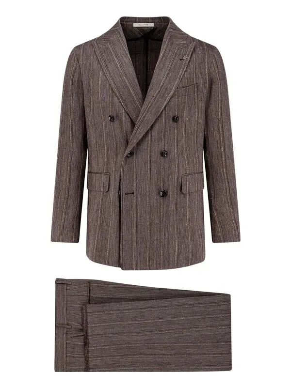 Tagliatore Doublebreasted Linen Blend Suit - Brown