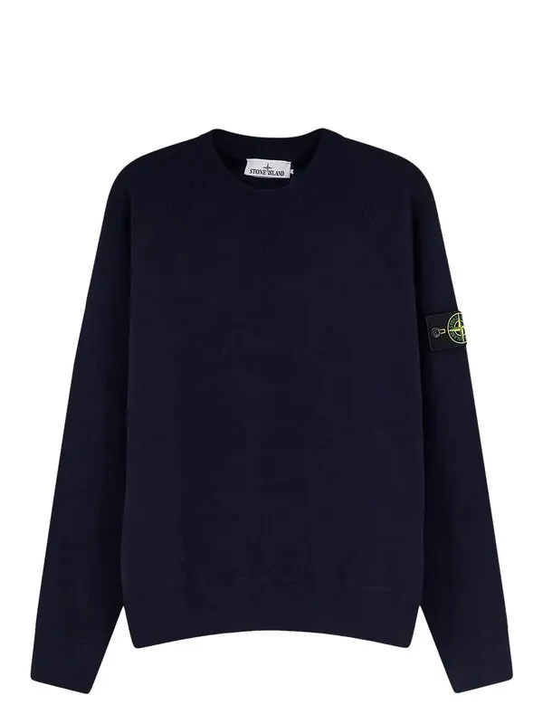 Stone Island Cotton Crew Neck Sweater With Logo Patch - Blue