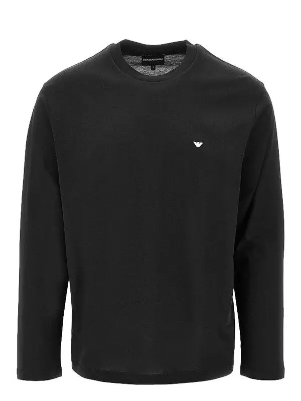 Emporio Armani Lyocell And Cotton Blend T-hirt With Logo - Black