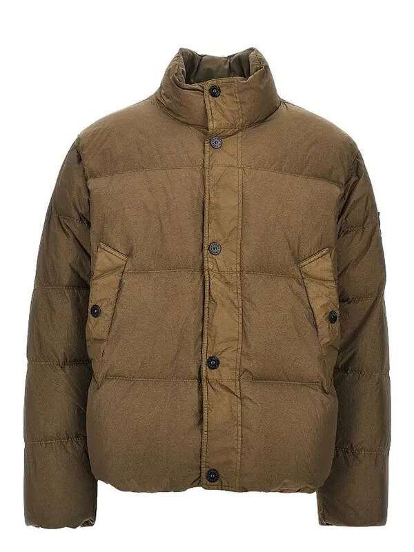 Stone Island Garment Dyed Crinkle Rep Nylon Down Jacket - Green