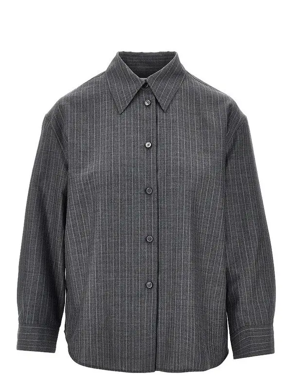 JIL SANDER Wool Pinstriped Shirt - Grey