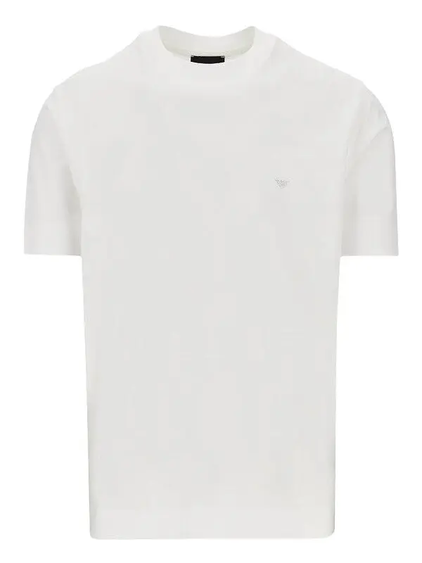 Emporio Armani Lyocell And Cotton Blend T-hirt With Logo - White