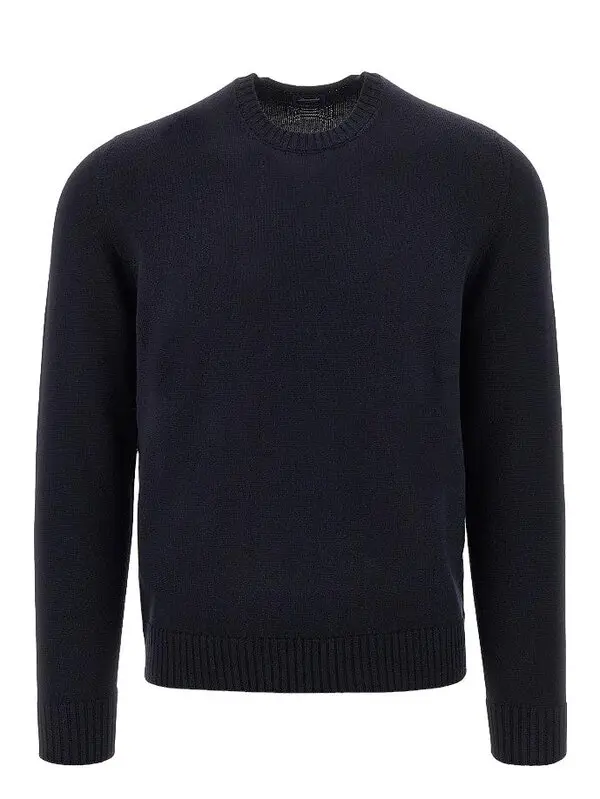DRUMOHR Merino Wool Knitted Crewneck Sweater - Blue