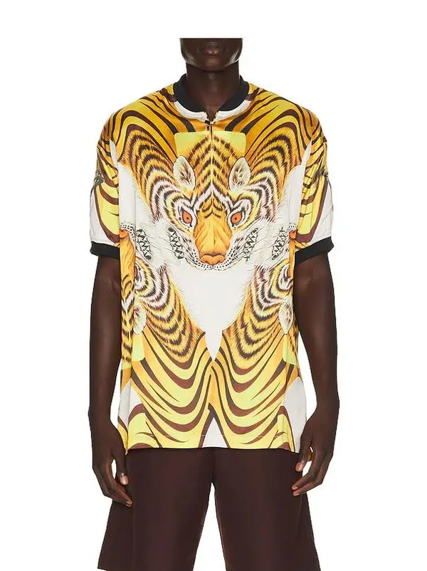 Y3 Tiger Satin Jersey In Yellow - Multicolour
