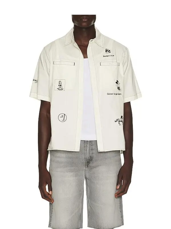 JUNGLES No Where Button Up Shirt In Cream - Birch