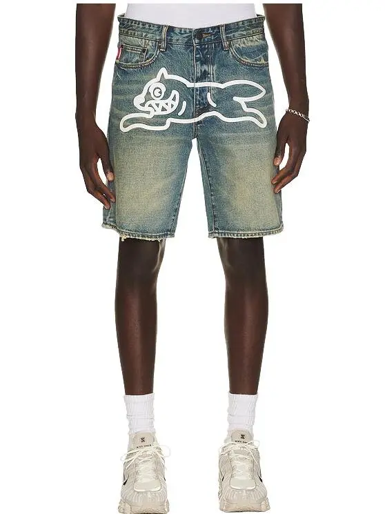 ICECREAM Blueberry Yogurt Jean Short In Blue - Blue Shade