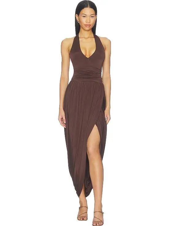 Amanda Uprichard Rosado Midi Dress In Brown - Cocoa