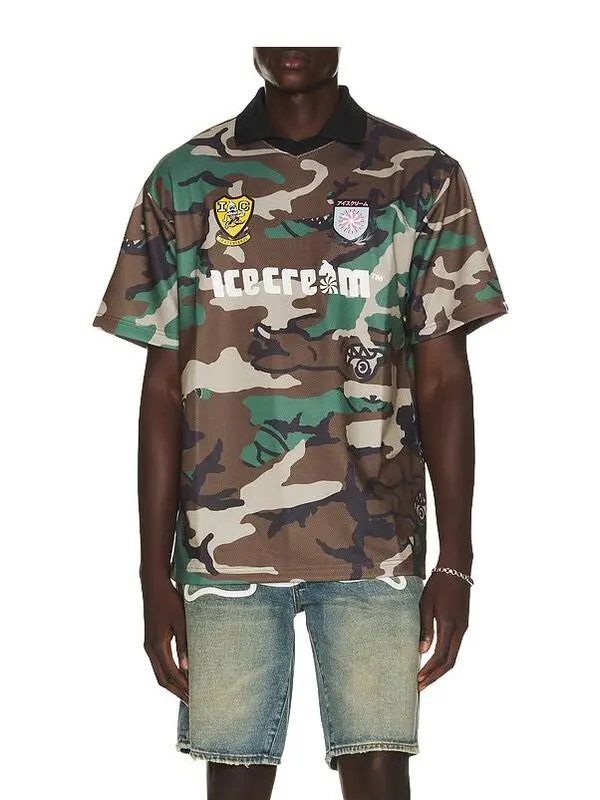 ICECREAM Acid Short Sleeve Soccer Jersey In Green - Camo