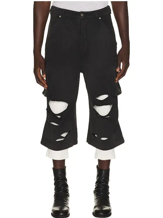 424 Ripped Bermuda Shorts - Black