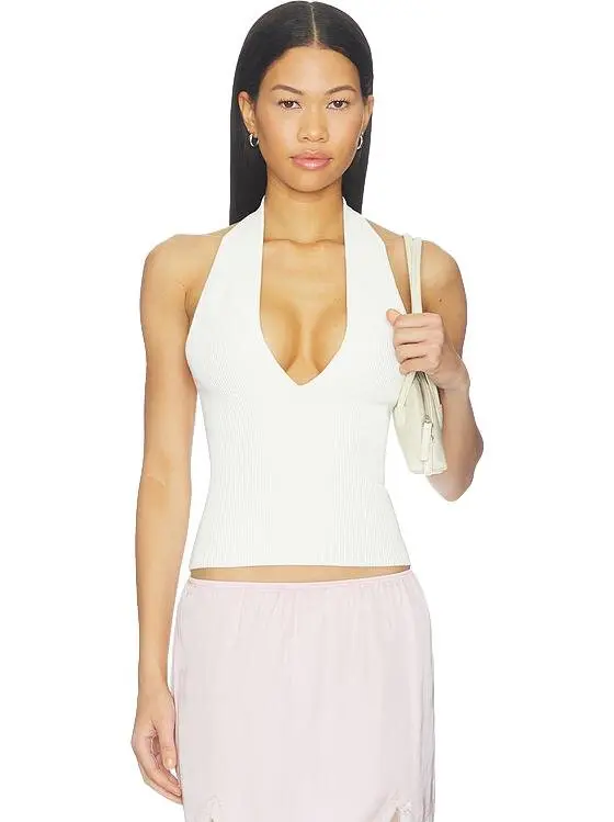 DL1961 Ribbed Halter Top - White
