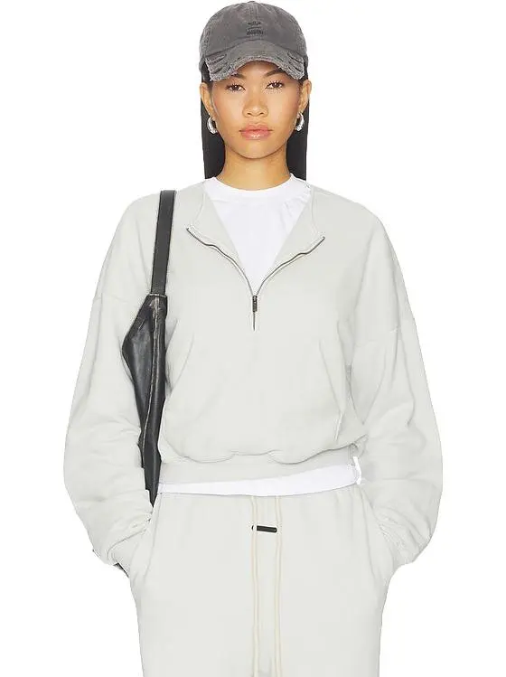 Fear Of God Relaxed Half Zip Sweater In Baby Blue - Washed Overcast