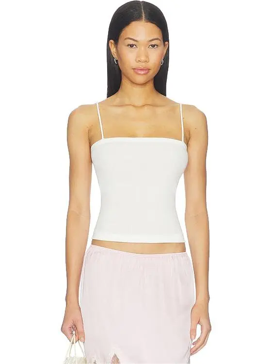 ST. AGNI Organic Cotton Square Neck Cami - White