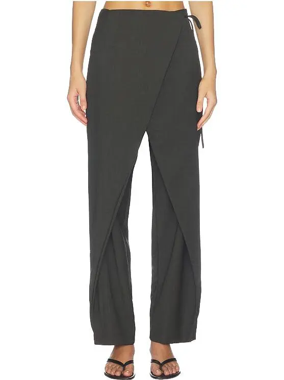ST. AGNI Wrap Rouleau Pants In Grey - Umber