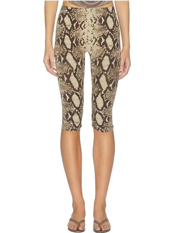 INDAH Printed High Waisted Capri Pant In Cream - Python