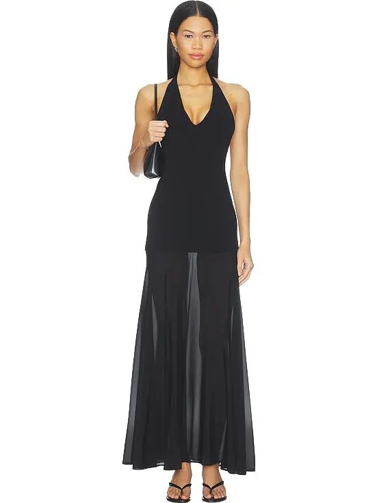ST. AGNI Circle Hem Halter Dress - Black