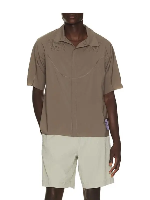 Satisfy Peaceshell River Shirt Short Sleeves In Brown - Falcon