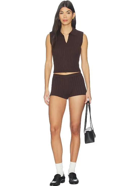 ALL THE WAYS Leia Knit Short Set - Brown