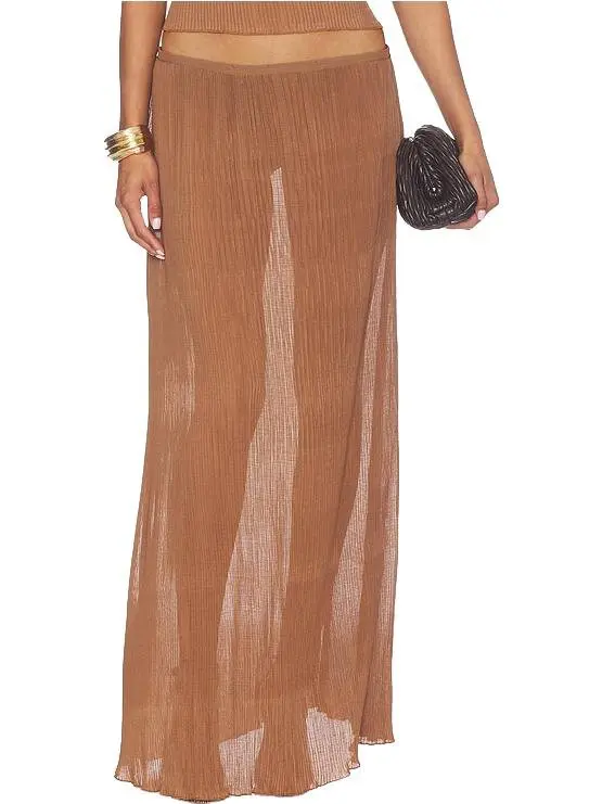 Lioness Ford Maxi Skirt In Chocolate - Cocoa