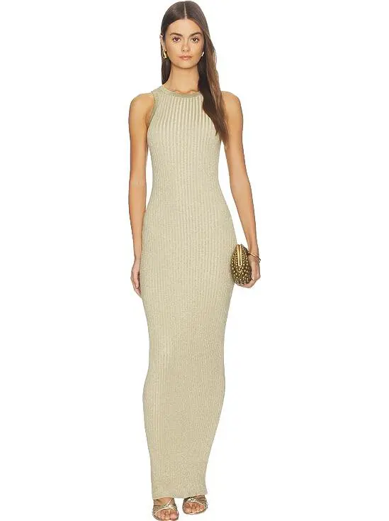 Superdown Rumi Knit Maxi Dress In Metallic - Gold