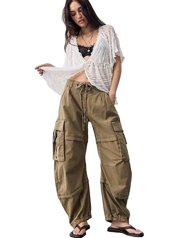 Free People We The Free Reef Curved Twill Cargo Pants - Aloe