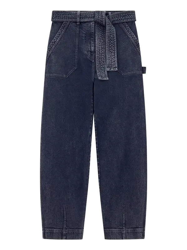 Giorgio Armani Belted Cargo Jeans In Stretch Cotton Denim - Blue