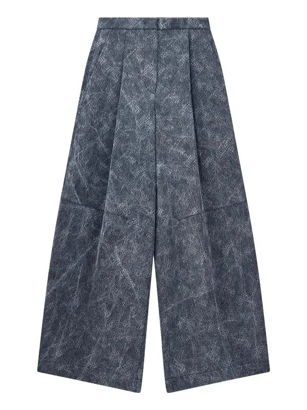 Giorgio Armani High-waisted Geometric Jacquard Palazzo Pants - Grey
