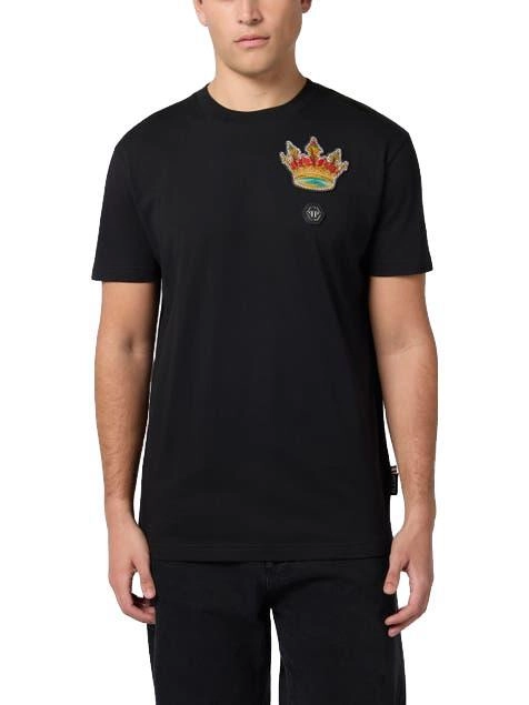 Philipp Plein Round Neck T-shirt Crown Crystals - Black
