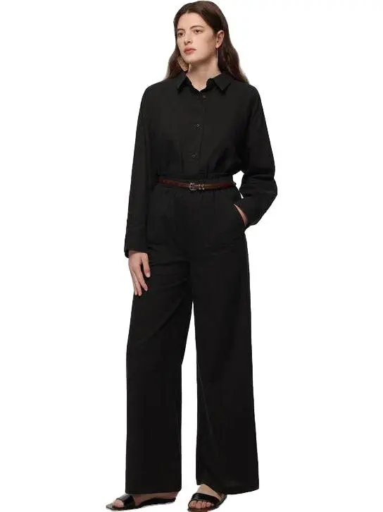 JUANA Lyricist Natural High Rise Pull-on Wide Leg Pants - Black